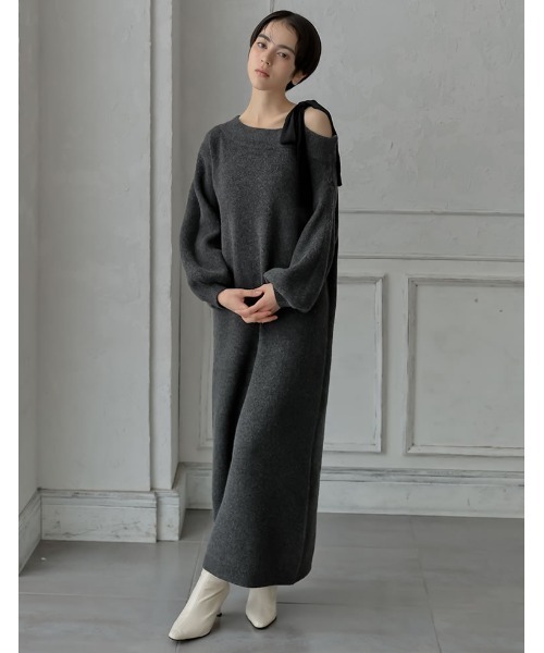 Yahoo!オークション - 「MEISM」 ニットワンピース MEDIUM ブラック レ...