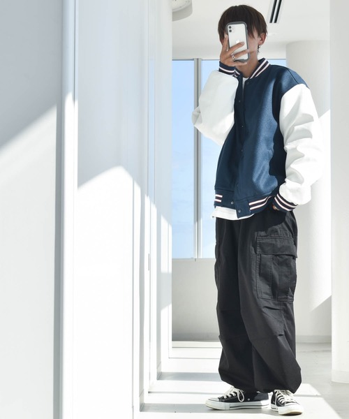 Yahoo!オークション - 「Ritzy」 「HALHAM」スタジャン MEDIUM ブラッ...