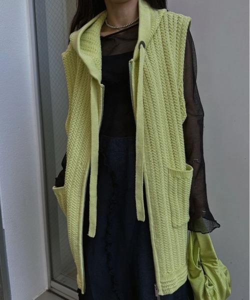 Ameri ベスト ジレ OVERSIZED KNIT HOODY VEST レディース : ZOZOTOWN Yahoo!店 - 通販 - Yahoo!ショッピング