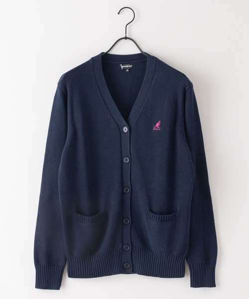 Yahoo!オークション - 「KANGOL」 ニットカーディガン MEDIUM ネイビー...
