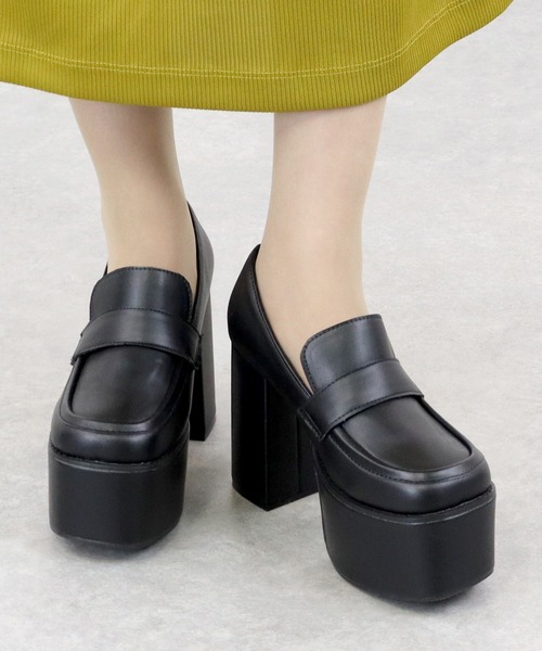 LOVEHUNTER ローファー Love Hunter /厚底チャンキーヒールスクエアトゥローファー ビットローファー (1634)(1635) レディース : ZOZOTOWN Yahoo ...