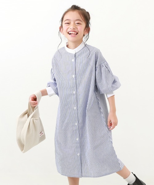 devirock ワンピース 2WAY ボリュームスリーブ ストライプシャツワンピース キッズ 子供服 女の子 : ZOZOTOWN Yahoo!店 - 通販 - Yahoo!ショッピング