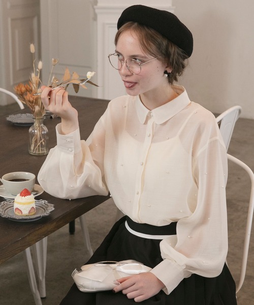 Yahoo!オークション - 「BONLECILL noir」 長袖シャツ FREE アイボリー...