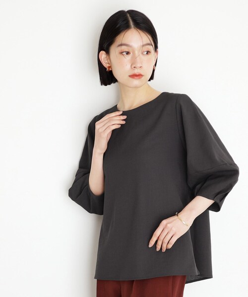 THE SHOP TK ブラウス シャツ 麻調ランタン袖ブラウス「洗える」 レディース : ZOZOTOWN Yahoo!店 - 通販 - Yahoo!ショッピング