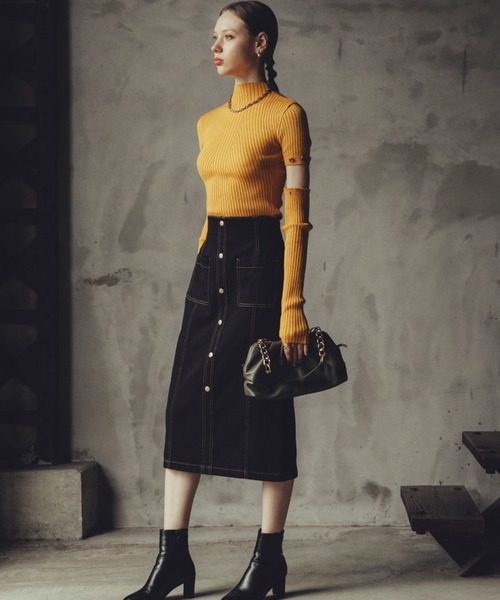 Yahoo!オークション - 「Cheek」 デニムスカート SMALL ブラック レデ...