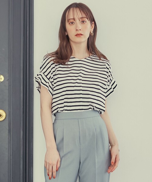 Feroux（フェルゥ） tシャツ 「吸水速乾・洗える」タックスリーブVネック Tシャツ レディース : ZOZOTOWN Yahoo!店 - 通販 - Yahoo!ショッピング