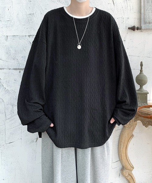 tシャツ 「FVLMEN」cable emboss longsleeve tee/ケーブル エンボス ロングスリーブ T メンズ レディース ...