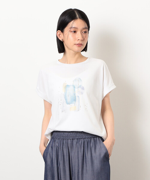COMME CA ISM tシャツ スタッズ 箔ライン付き プリントTシャツ レディース : ZOZOTOWN Yahoo!店 - 通販 - Yahoo!ショッピング