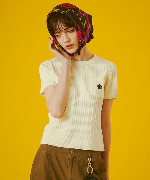 Yahoo!オークション - 「MARY QUANT」 半袖ニット ONE SIZE レッド レ...