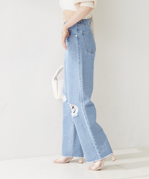 Yahoo!オークション - 「Chico」 ダメージ加工デニムパンツ MEDIUM ブ...