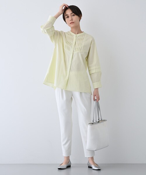 INDIVI（インディヴィ） ブラウス シャツ 「UVケア／カラーストライプ