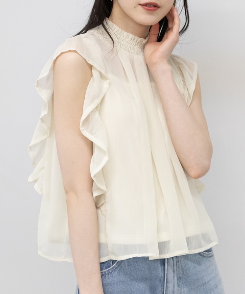 pumpkin port ブラウス シャツ プチハイネック フリル袖 レディース : ZOZOTOWN Yahoo!店 - 通販 ...