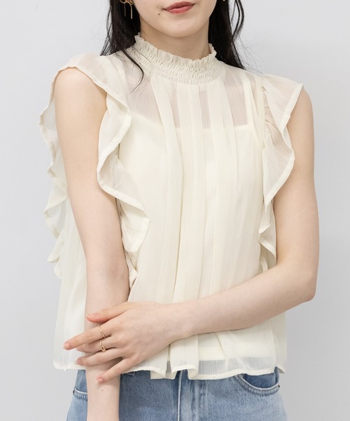 pumpkin port ブラウス シャツ プチハイネック フリル袖 レディース : ZOZOTOWN Yahoo!店 - 通販 ...