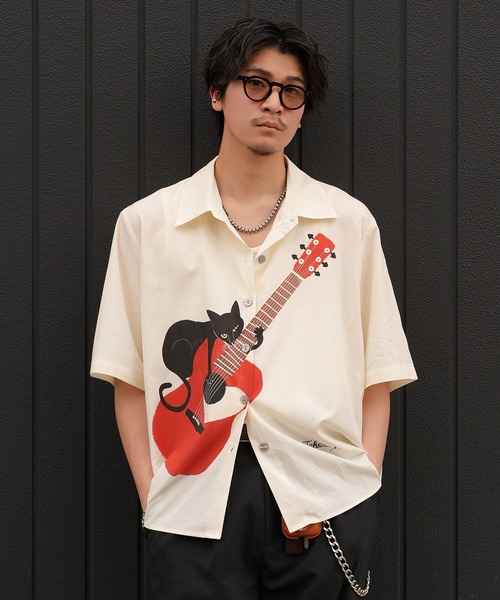 INTERPLAY（インタープレイ） シャツ 「INTERPLAY x TAKERU」Acoustic Meow Open Collar Shirt(UINISEX) メンズ レディース ...