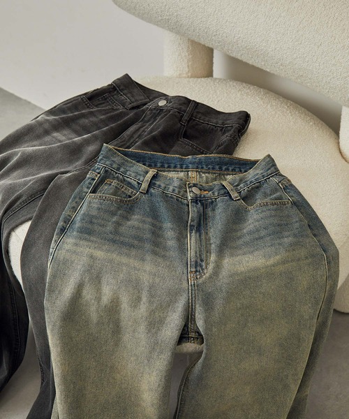 Yahoo!オークション - 「nui nullu」 加工デニムパンツ S グレー レデ...