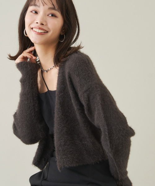 Shelly island（シェリーアイランド） ニットカーディガン FREE チャコールグレー レディース : ZOZOTOWN Yahoo ...