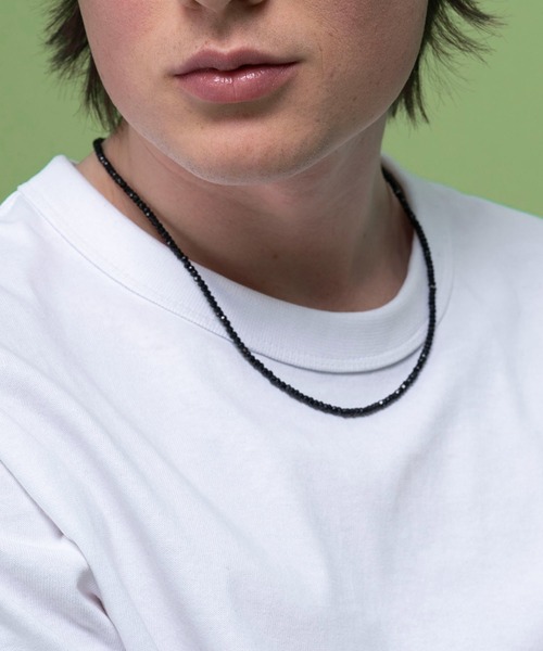 Karlas ネックレス 天然石 ブラックスピネル アクセサリー シルバー925 45cm 50cm 55cm シンプルネックレス メンズ レディース : ZOZOTOWN Yahoo!店 ...