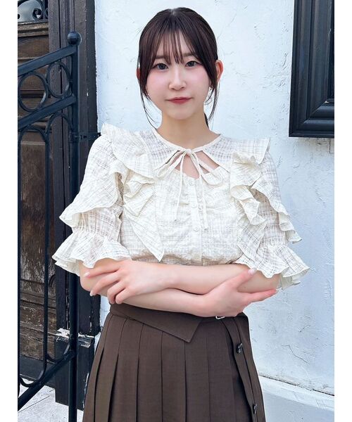 dazzlin ブラウス シャツ デコルテオープンペプラムブラウス レディース : ZOZOTOWN Yahoo!店 - 通販 - Yahoo!ショッピング