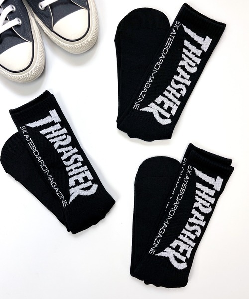 THRASHER 靴下 「THRASHER」スラッシャー MAG LOGO SOCKS 3PACK ソックス 3足セット TH-SX206 ...