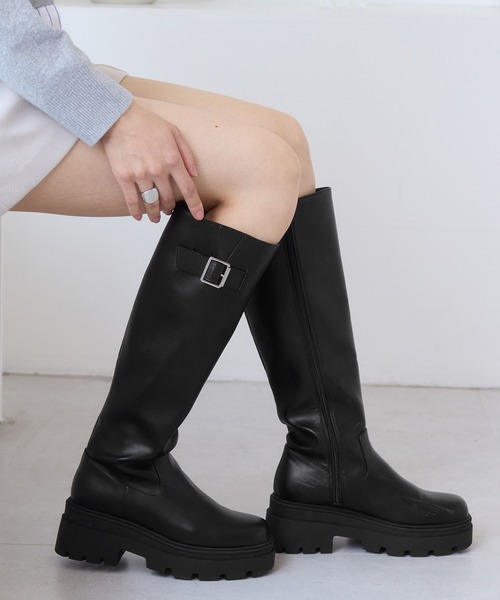 Juze（ジュゼ） ブーツ サイドバックルタンクソールロングブーツ