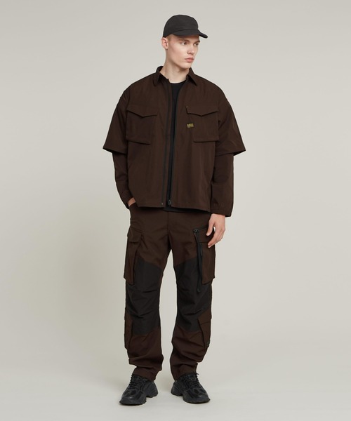 G-STAR RAW シャツ Modular Relaxed Shirt/レイヤリングデザイン撥水ジップアップシャツジャケット メンズ ...