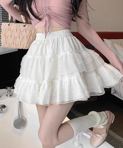 shopnikoniko（ショップにこにこ） フリルスカート フリー ホワイト レディース : ZOZOTOWN Yahoo!店 - 通販 - Yahoo!ショッピング