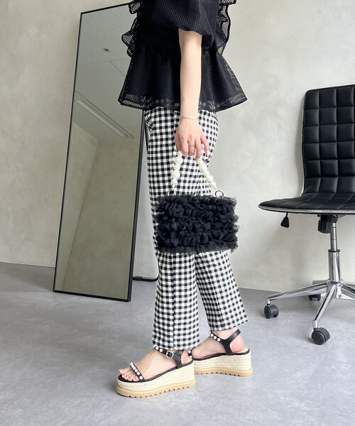 prose verse パンツ スーパーストレッチギンガムスリムテーパードパンツ レディース : ZOZOTOWN Yahoo!店 - 通販 - Yahoo!ショッピング