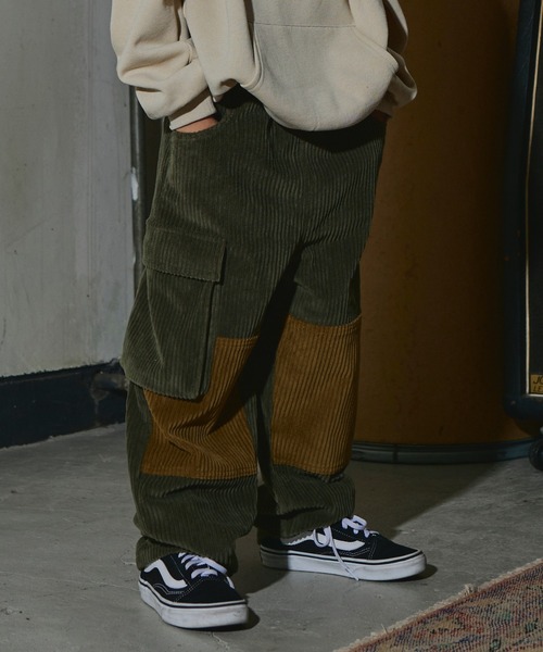 パンツ カーゴパンツ 「PAIRMANON STREET」コーデュロイ 切り替え 配色 ワーク カーゴ パンツ :78772973 ...