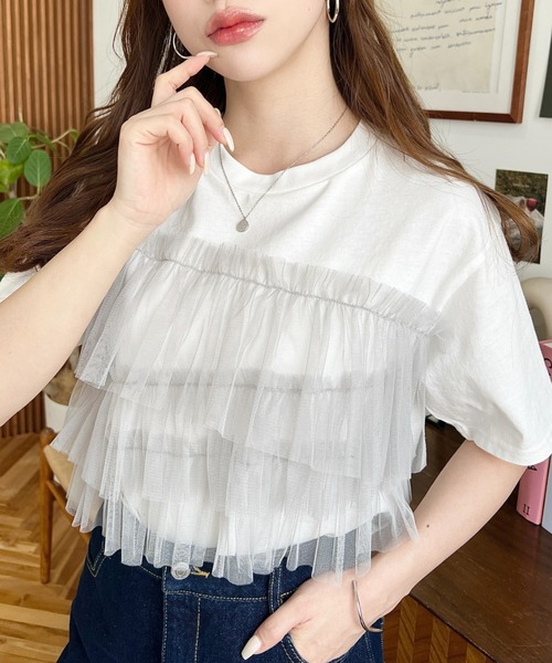 moment+ tシャツ フリルチュールドッキング半袖Tシャツ レディース : ZOZOTOWN Yahoo!店 - 通販 - Yahoo ...