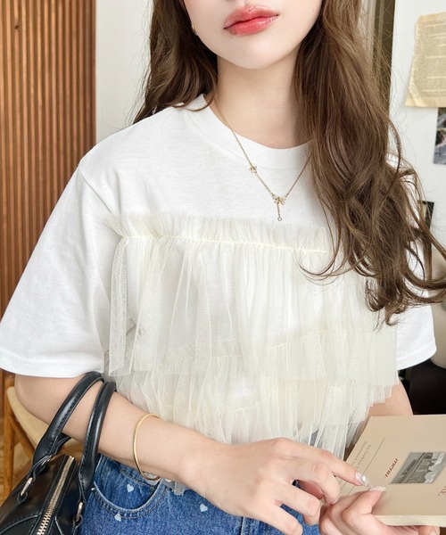 moment+ tシャツ フリルチュールドッキング半袖Tシャツ レディース : ZOZOTOWN Yahoo!店 - 通販 - Yahoo ...