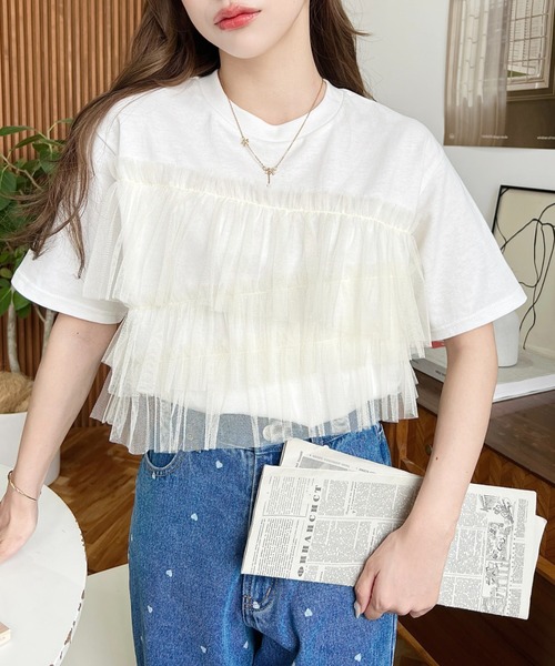 moment+ tシャツ フリルチュールドッキング半袖Tシャツ レディース : ZOZOTOWN Yahoo!店 - 通販 - Yahoo ...