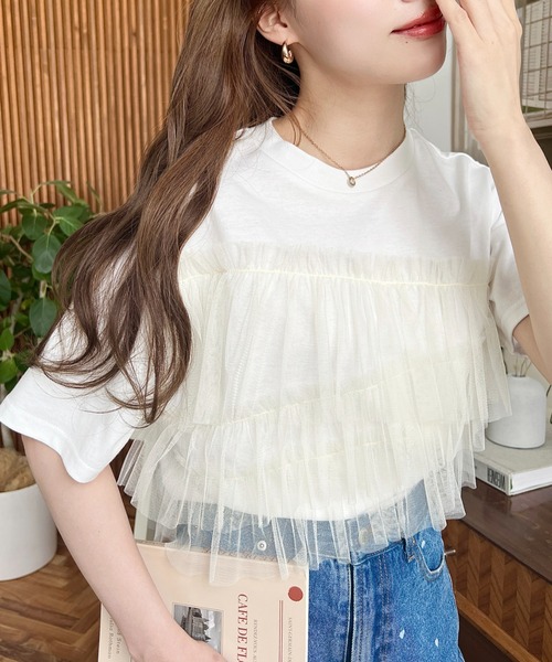 moment+ tシャツ フリルチュールドッキング半袖Tシャツ レディース : ZOZOTOWN Yahoo!店 - 通販 - Yahoo ...