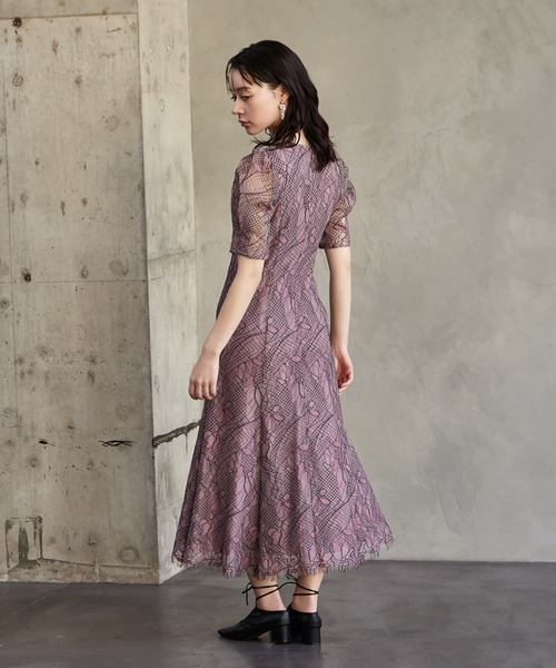 Yahoo!オークション - 「AIMER」 7分袖ワンピース LARGE ダークブラウ...