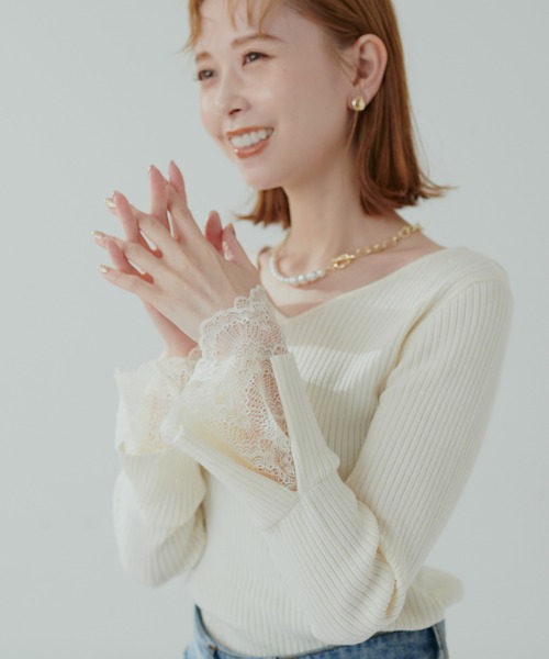 natural couture 「natural couture」 Vネックニット FREE オフホワイト レディース : ZOZOTOWN ...