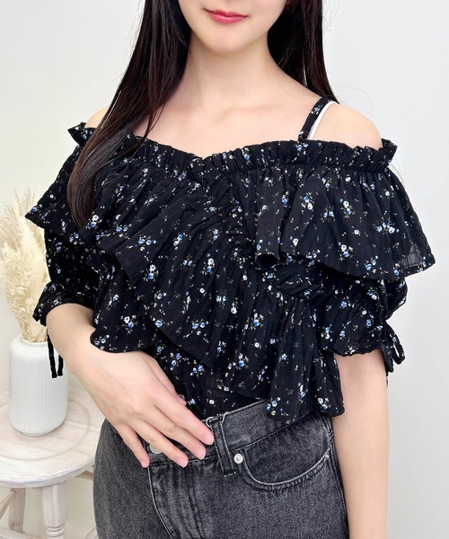 INGNI ブラウス シャツ クロスフリルオフショル花柄ブラウス レディース : ZOZOTOWN Yahoo!店 - 通販 - Yahoo!ショッピング