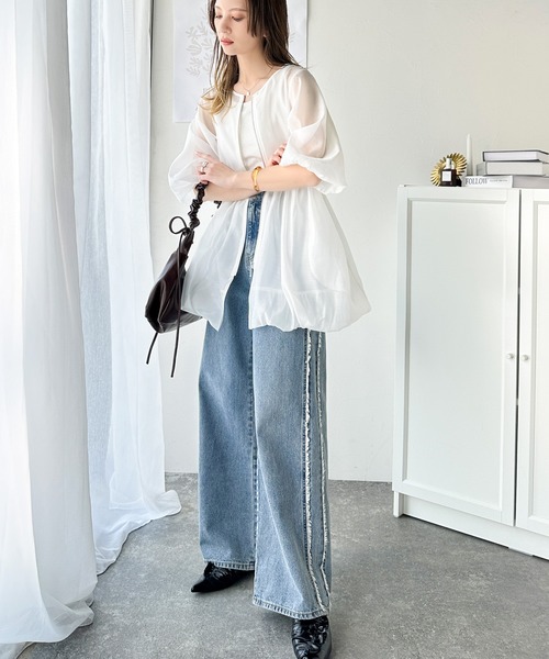 Yahoo!オークション - 「classicalelf」 7分袖ブラウス LARGE アイボリ...