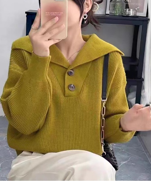 ニット 「SETUP7」ボリューム襟付きハーフボタンプルオーバーニット KNF049 レディース : 78673985 : ZOZOTOWN Yahoo!店 - 通販 - Yahoo!ショッピング