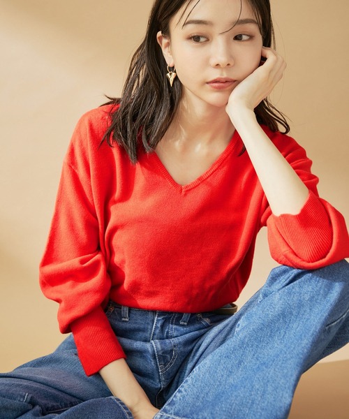 「VIS」 Vネックニット FREE レッド レディース : 87491985 : ZOZOTOWN Yahoo!店 - 通販 - Yahoo!ショッピング