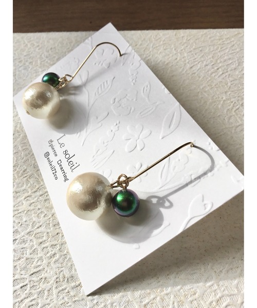 TONE ピアス 「Le soleil」大人グリーン コットンパールピアス(MA) レディース : ZOZOTOWN Yahoo!店 - 通販 - Yahoo!ショッピング