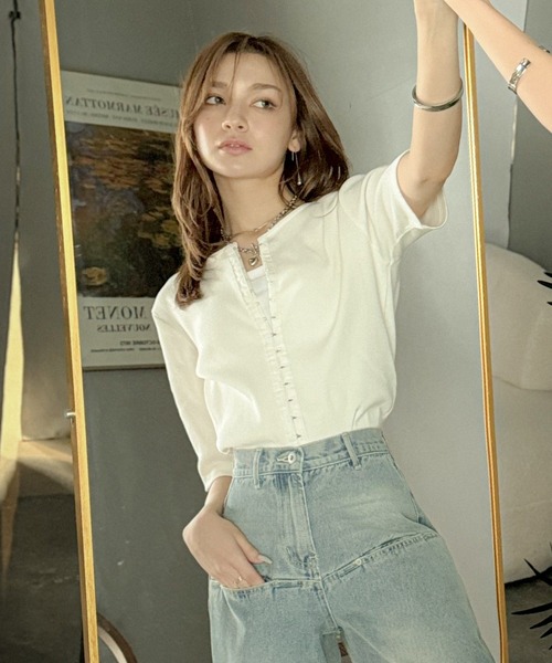 classicalelf カーディガン 大人の抜け感カジュアル。綿100％前後2way5分袖フロントホックカーディガンリブトップス レディース : ZOZOTOWN Yahoo!店 - 通販 ...