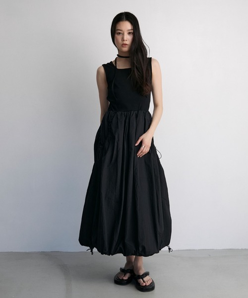 your/0w ワンピース Fabric combination docking ribbed tank balloon dress / 異素材ドッキング リブタンク : ZOZOTOWN ...