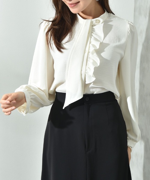 INTERPLANET ブラウス シャツ ポーラフリル＆チーフタイ袖2WAYブラウス レディース : ZOZOTOWN Yahoo!店 - 通販 - Yahoo!ショッピング