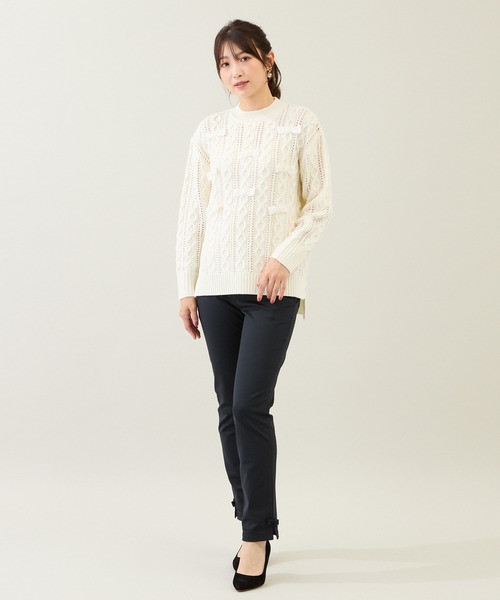 Rose Tiara（ローズティアラ） ニット セーター リボン×ケーブル編み